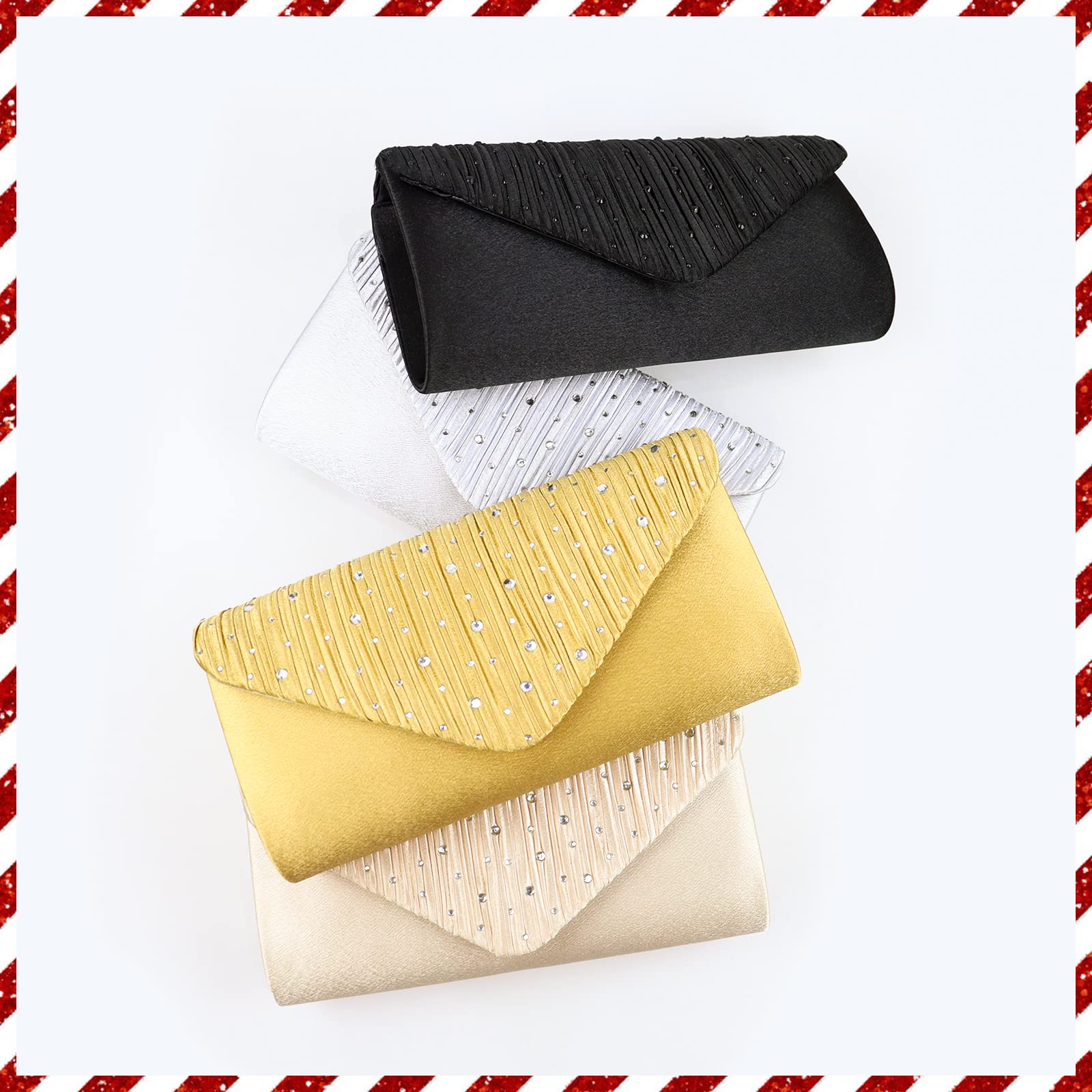 topfive Black Evening Envelope Bag Clutch Purse Shiny Sequins for Women Wedding Party Prom Formal Purse Winter