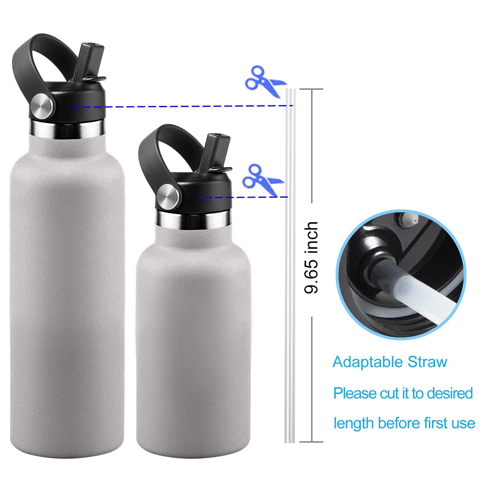 Tzuoieo Straw Lid for Hydro Flask Standard Mouth, Lids with Straws and Flexible Handle fit 21 25 oz, Sports Flex Straw Cap Flip Top Replacement Lid