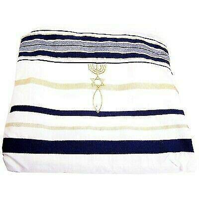 Shofars From Afar Navy Blue Messianic Tallit Talit Prayer Shawl 72" x 22" w/Matching cloth zipper bag - Designed by Dr. Rick Kurnow