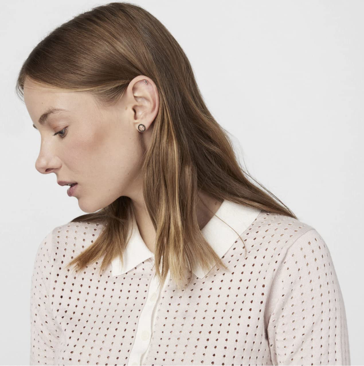 TOUS Rose Vermeil Silver Earrings for Women with Spinels & Bear Motif, Size: 0.9 cm. Camille Collection