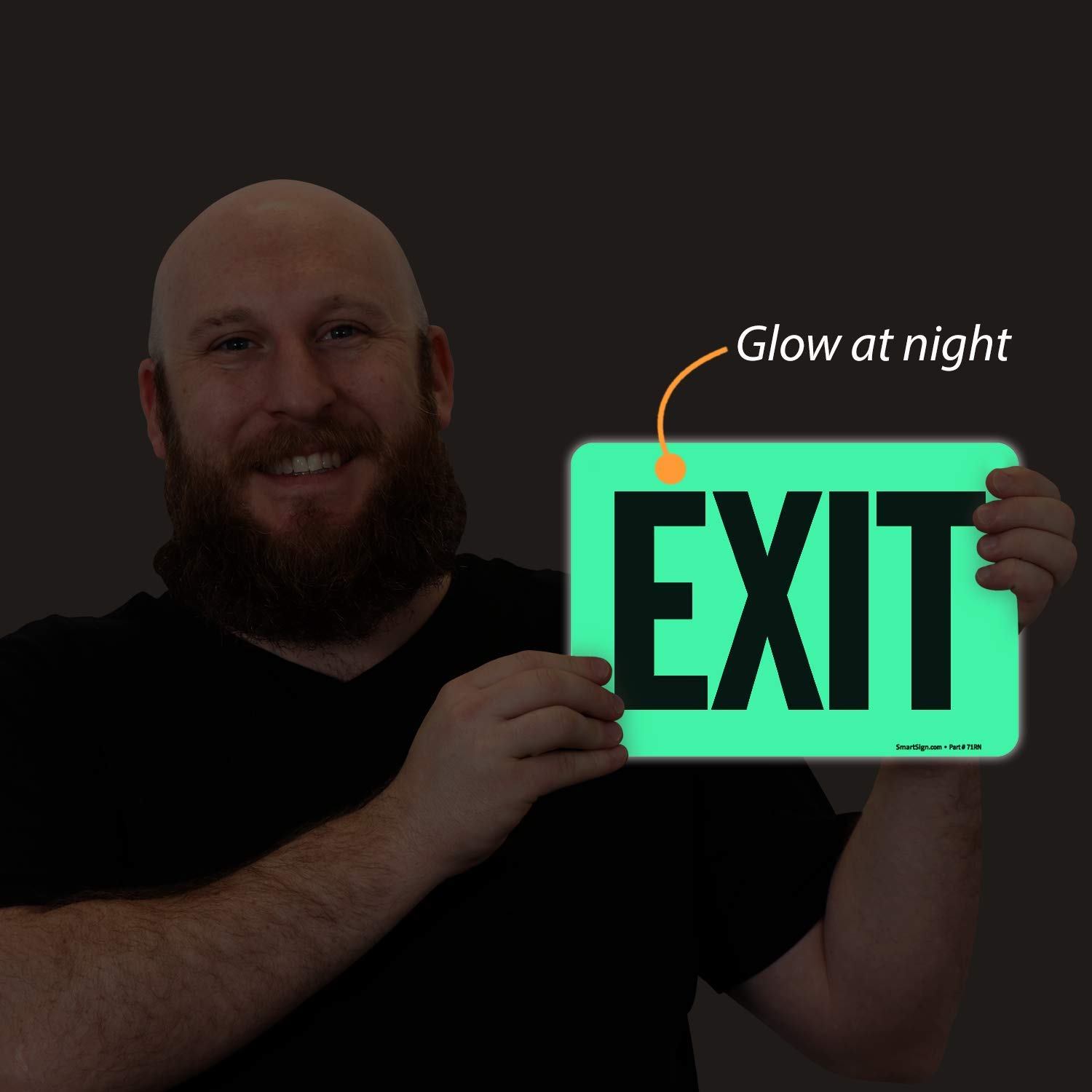 SmartSign "Exit" Sign | 7" x 10" Glow-in-The-Dark Aluminum