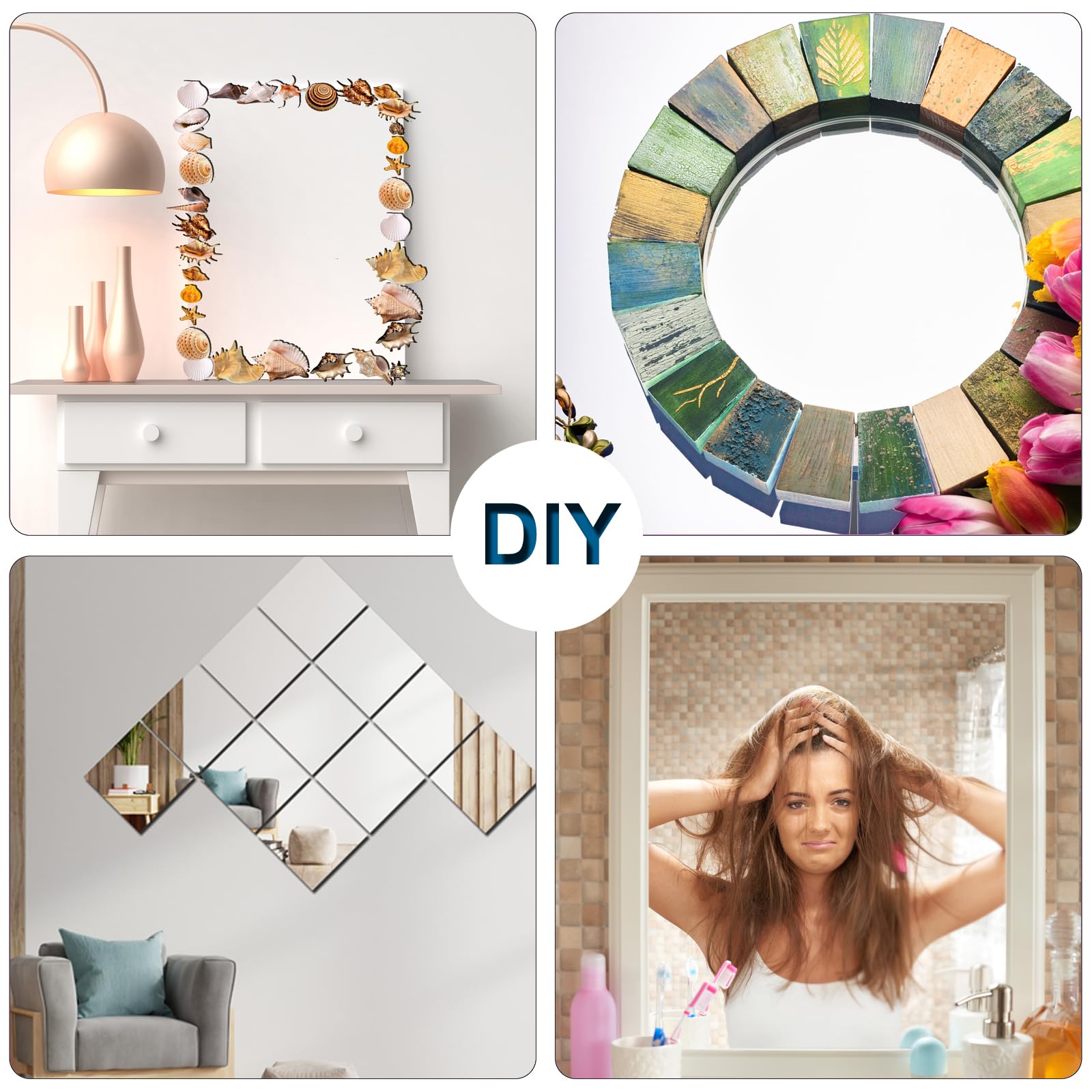 Speculux Acrylic Mirror Sheet - Self Adhesive Mirror Tiles - Wall Stickers - Mirror Stickers - Peel and Stick Mirror - Adhesive Mirror - Ceiling Mirrors for Bedroom - (12x14 inches)