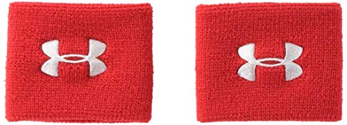 Under Armour Men's 3-inch Performance Wristband 2-Pack , Red (600)/White, One Size Fits All