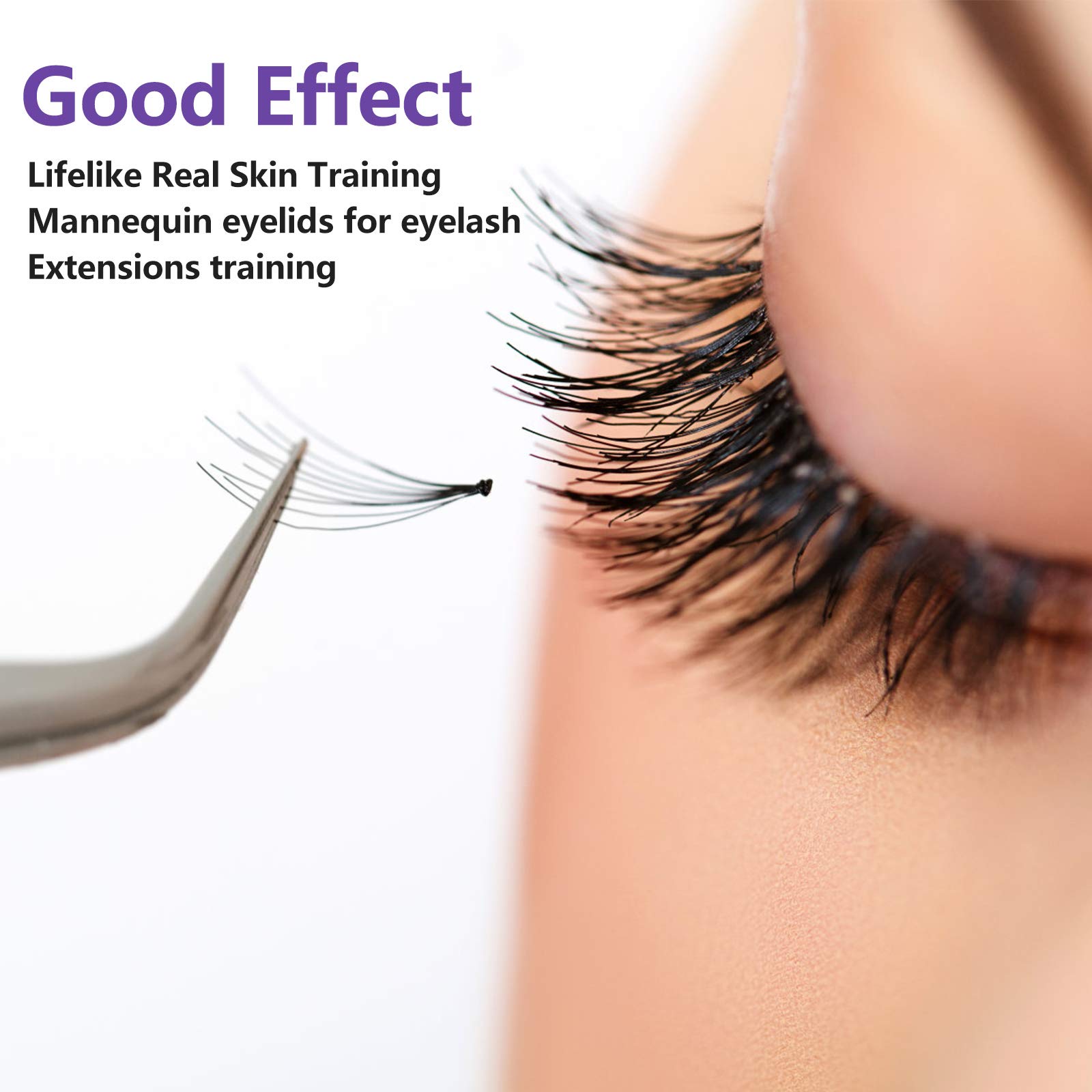 WBCBEC 3 Pairs Replacement Eyelids for Mannequin Head Removable Realistic Eyelids with Eyelashes Mannequin Head Eyelids for Eyelash Training Practice Makeup Eyelash Extensions