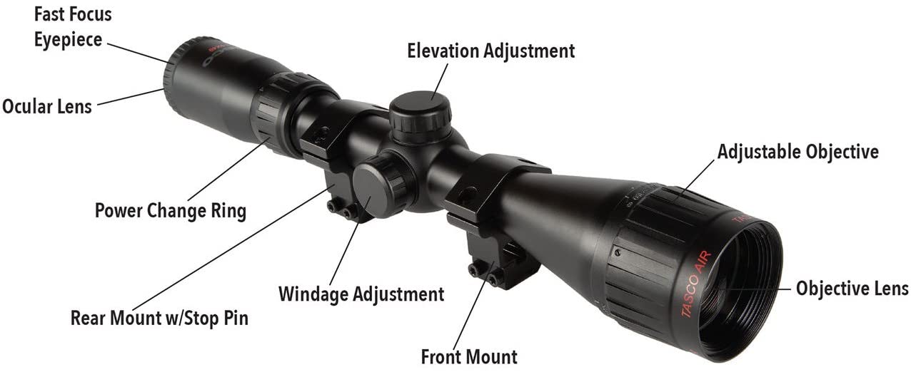 Tasco 3-9x40 Air Rifle Scope, Air Rifle Optics with Truplex Reticle