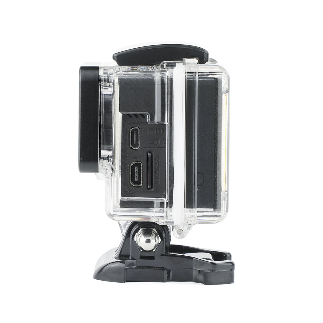 Side Open Protective Skeleton Housing Case with LCD Touch Backdoor and BacPac Backdoor for Extended LCD Screen or Expansion Battery - Compatible with GoPro Hero 4, 3, and 3+ - Transparent Clear