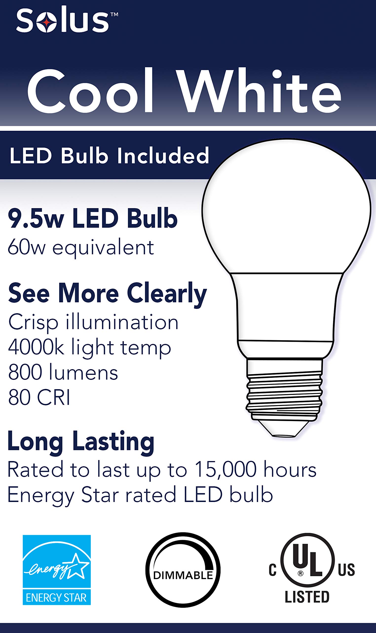 Solus S75TC-LE26C-BK Nautical Post Mount Walkway Light with 4000K Energy Star LED Lamp, Durable Acrylic Clear Lens, Fade & Rust Resistant, UL Listed, Fits 3" Diameter Posts, 10" H x 10 1/16" D, Black