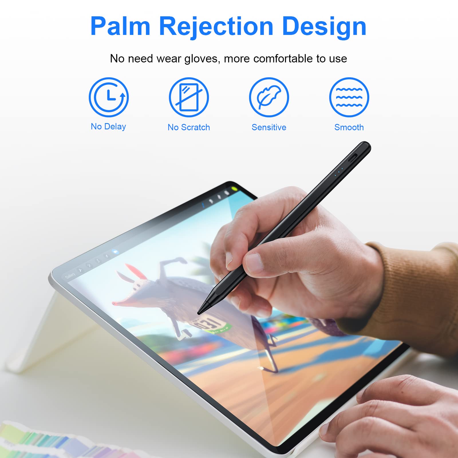 Stylus Pen, Apple Pencil for iPad 9th /10th Gen,Fast Charge Compatible with (2018-2023) Apple iPad Pro 11 & 12.9 inch,iPad Mini 6th/5th Gen, iPad Air 3/4/5,iPad 6/7/8 Gen