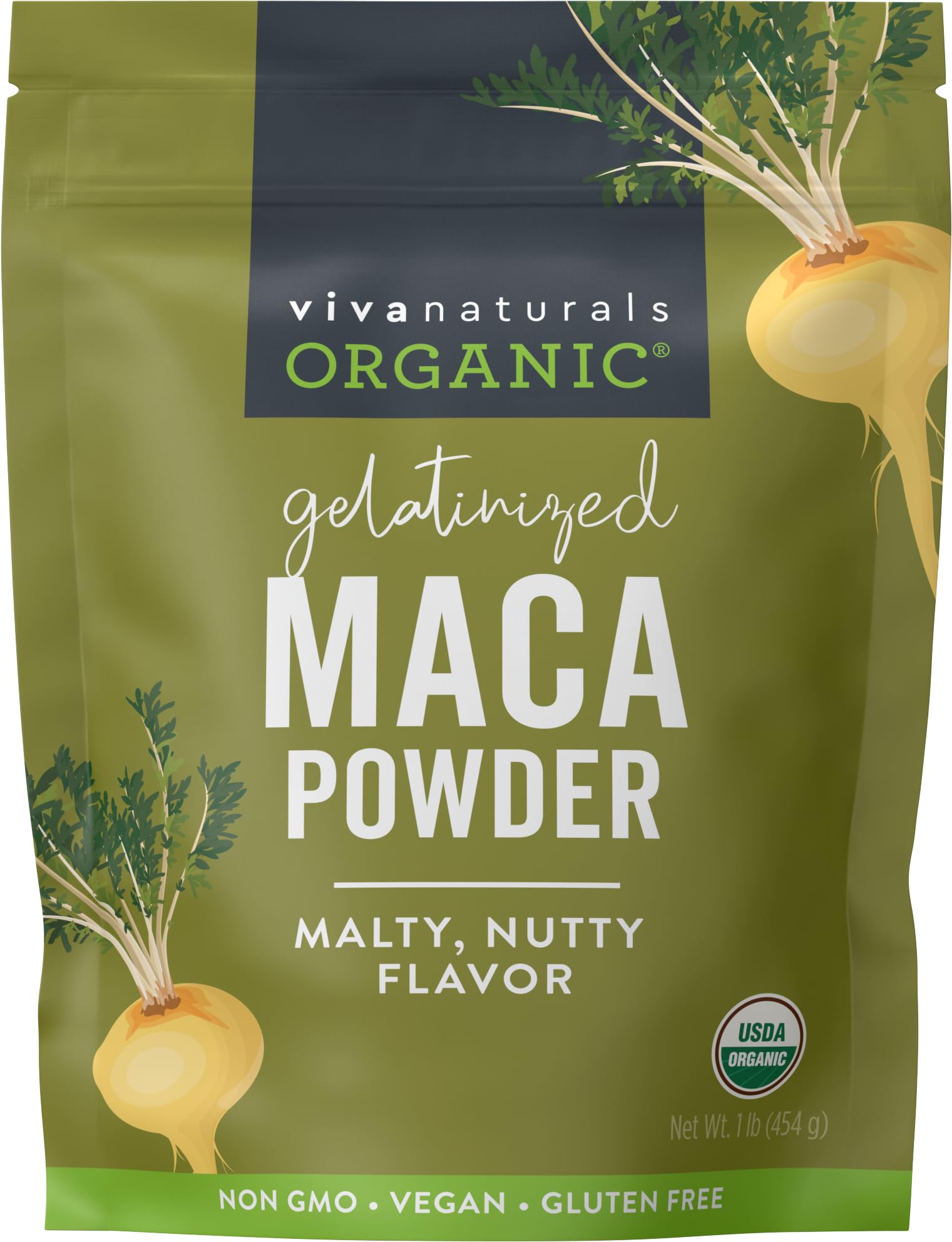 Viva Naturals Organic Maca Powder - Gelatinized Maca Powder Organic, Pervuian Superfood Traditionally Used for Energy, Certified Organic, Gluten-Free & Non-GMO, 16 Oz (1 lb) Bag