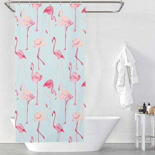 SZDIZOWE Pink Flamingo Bird Polyester Shower Curtain Plastic Hooks Waterproof Lightweight Shower Curtains for Bathroom