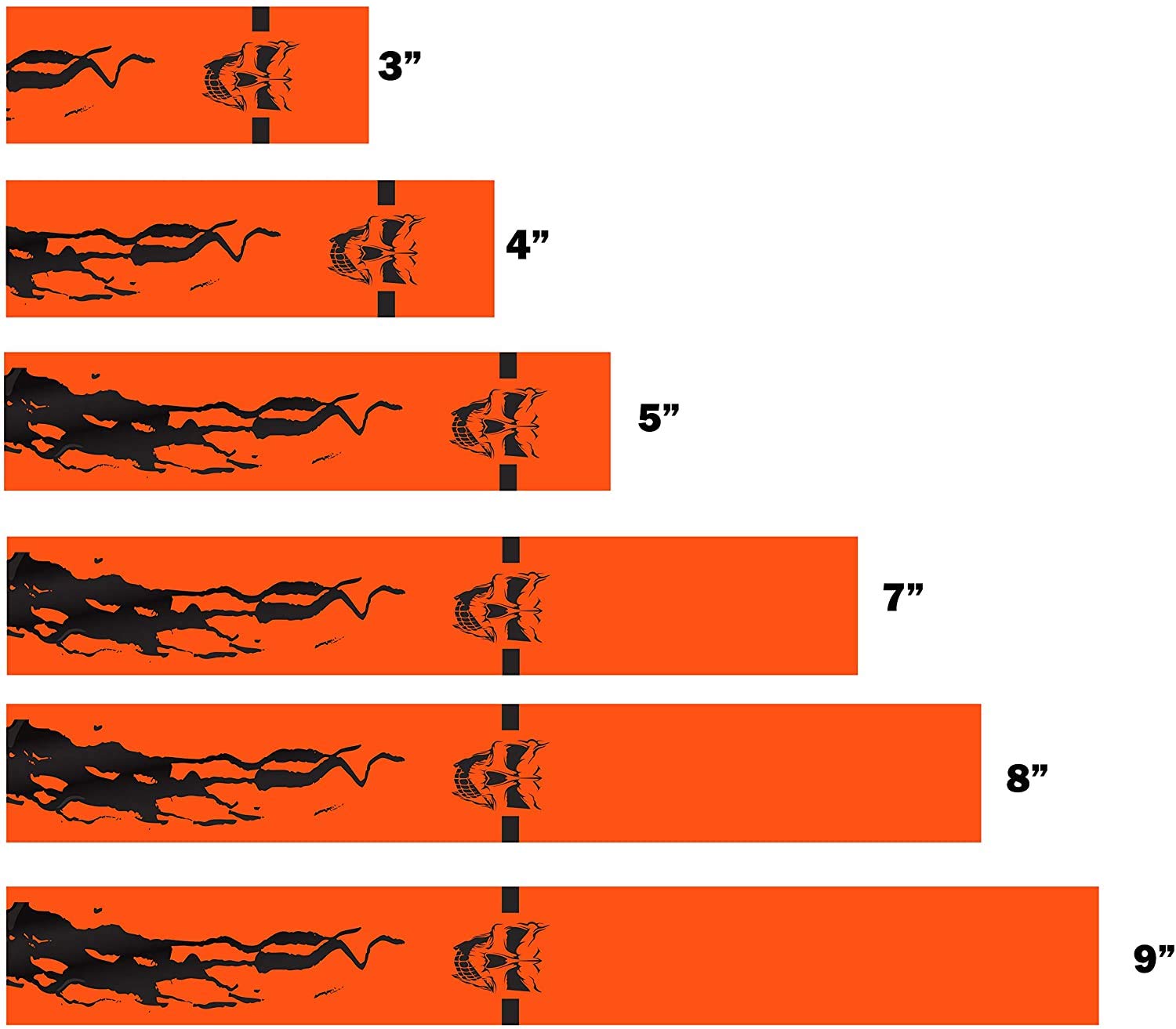 White Water Archery Orange Fluorescent Neon Blood Trail Skull Arrow Wraps 15pc Pack Choose Length Width (6.75)