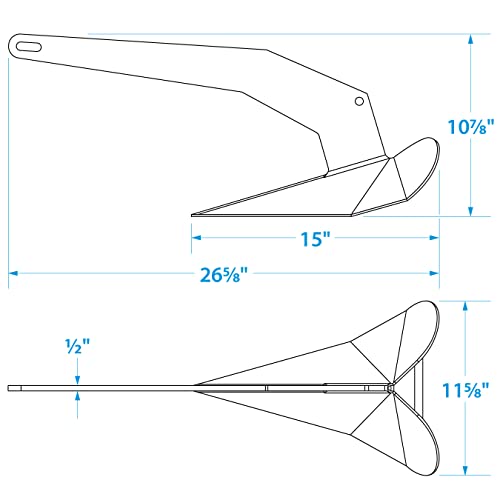 Seachoice Plow Boat Anchor, Hot-Dipped Galvanized Steel, 22 Lbs., For Boats 32-41 Ft.