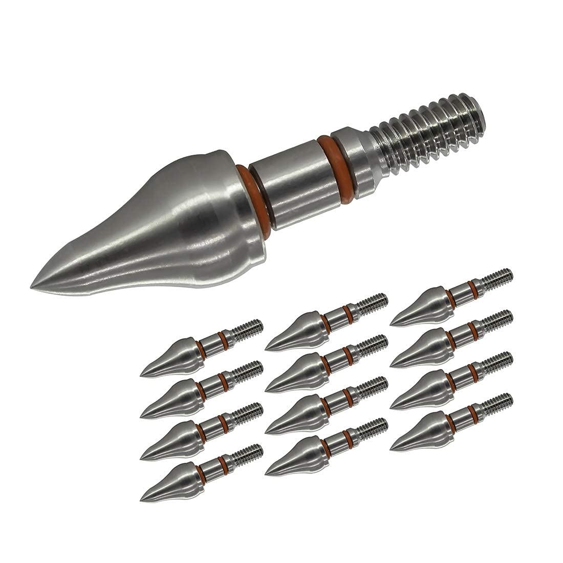 Wisdom Stainless Steel Archery Field Points 100 Grains, Easy Pull Various,OD 9/32"(7.14mm) 19/64''(7.54mm) 5/16''(7.94mm) 11/32''(8.73mm) Screw in Archery Field Tips (11/32''Combo Point, 100grains)