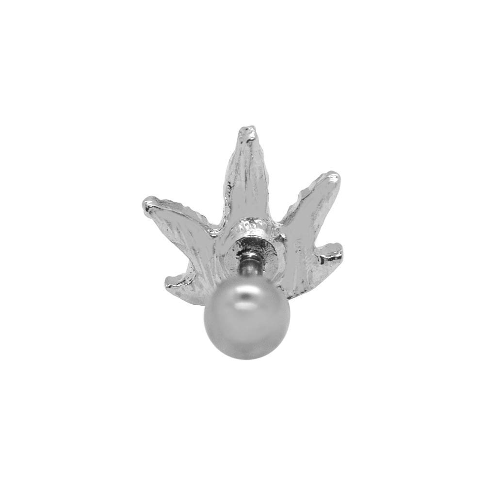 Pierce2GO 16G Stainless Steel 4/20 Marijuana Weed Leaf Green Silver Cartilage Ring (Pot Leaf)
