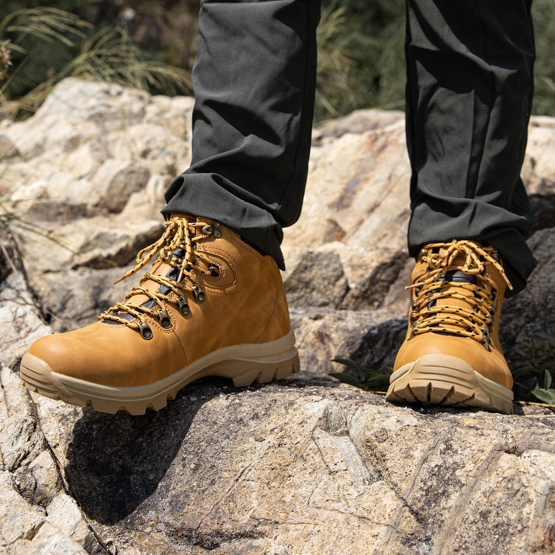 ZASEPY Hiking Boots Men | Work Boots for Men | Comfortable & Waterproof & Non-Slip | Men's Hiking Boots Trekking Camping Backpacking Brown