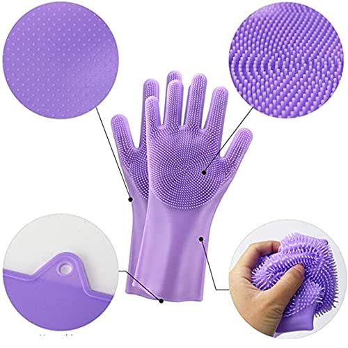 TEETSY Cleaning Gloves Wash Dishes, Clean Gloves, Magic Silicone Rubber, Wash Dishes With Heat-resistant Scrub (Color : 3)