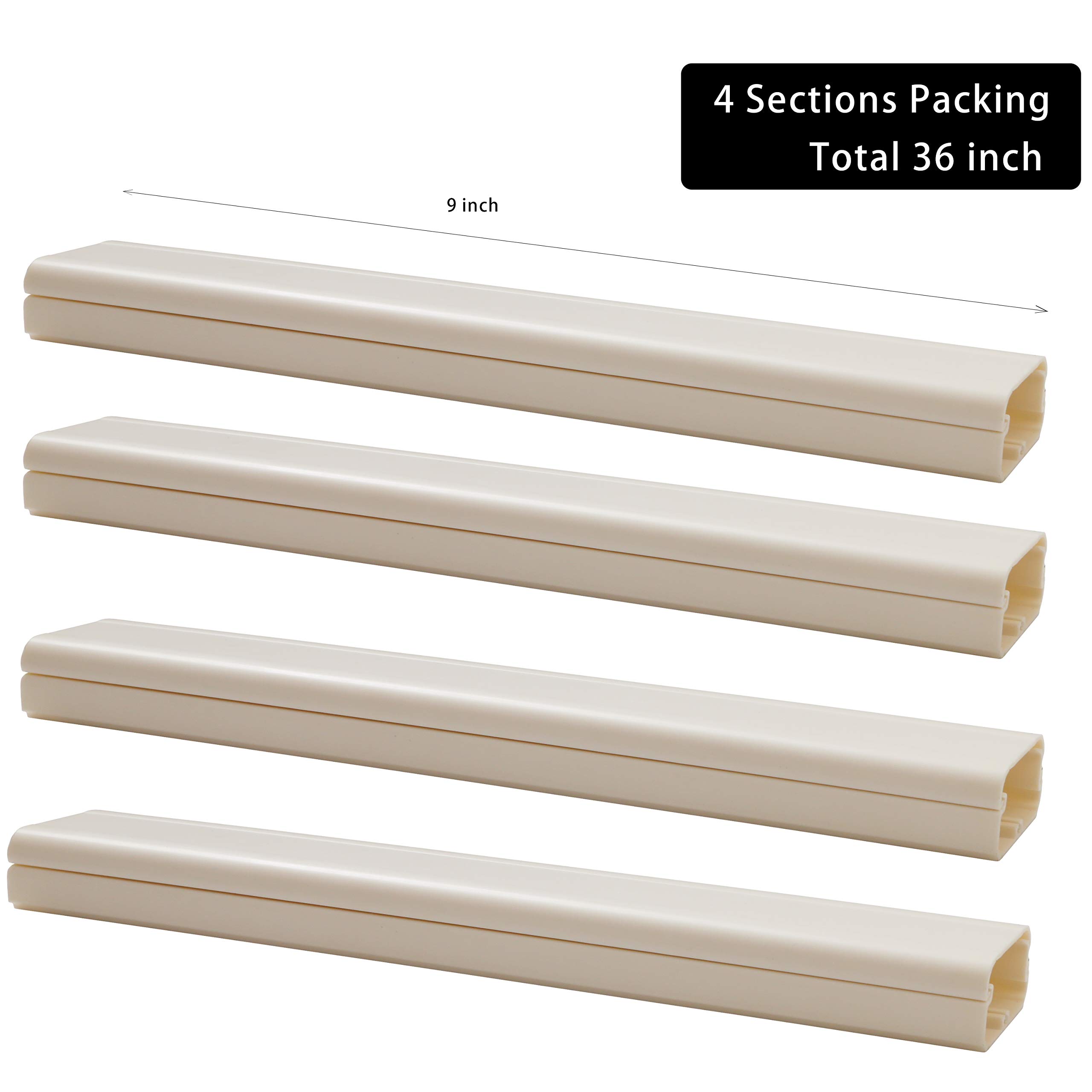 TV Cord Cover, 36 inch Cable Concealer for Wall Mount TV System, Paintable Cable Management Raceway to Hide wires, W1.6 x H0.8,Beige