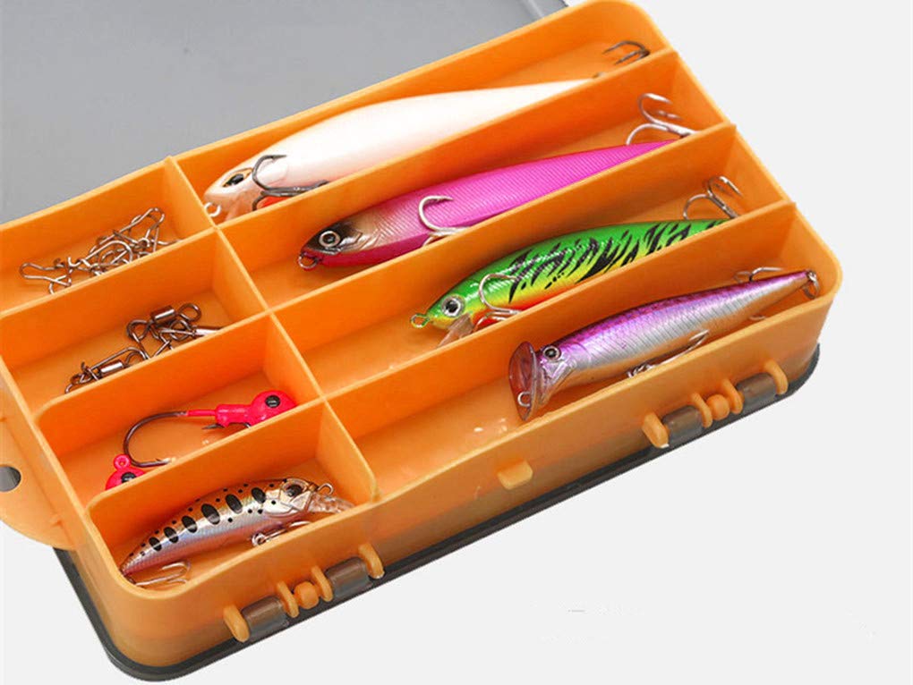 Toasis Two Sided Plastic Box Fishing Lure Storage Container Organizer Small Fishing Tackle Box (Orange)