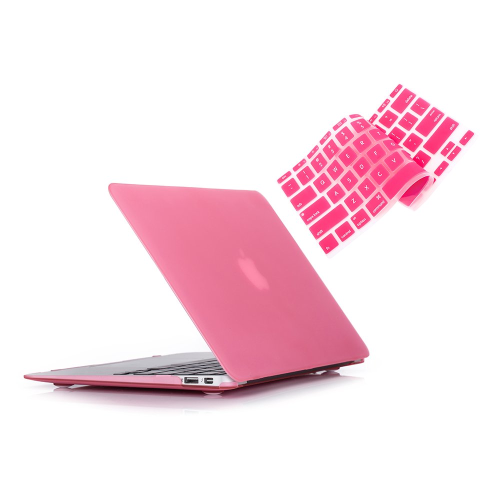 RUBAN Case Compatible with MacBook Air 13 Inch (Models: A1369 & A1466, Older Version 2010-2017 Release), Slim Snap On Hard Shell Protective Cover and Keyboard Cover, Pink