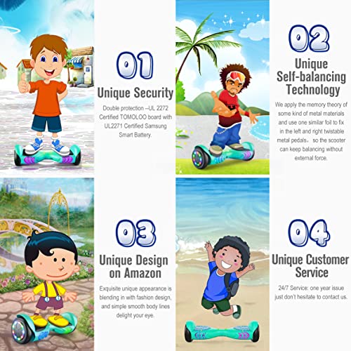 TOMOLOO Hoverboard with Speaker and Colorful LED Lights Self-Balancing Scooter UL2272 Certified 6.5" Wheel for Adults and Child