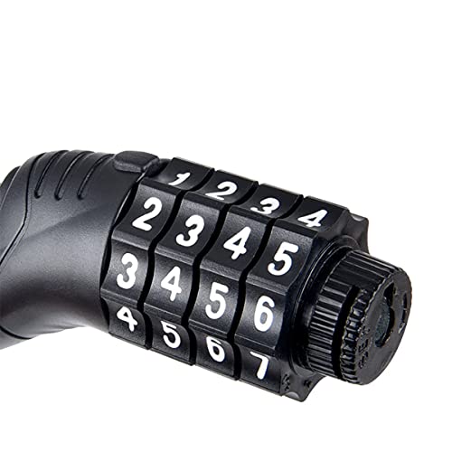UFFD Security Bicycle Lock, 4-Digit Lock, Anti-Theft Lock Thickened Steel Cable, Resettable Password at Will, Road Bike and Mountain Bike Lock (Color : Black, Size : 1.15cm-10.5cm)