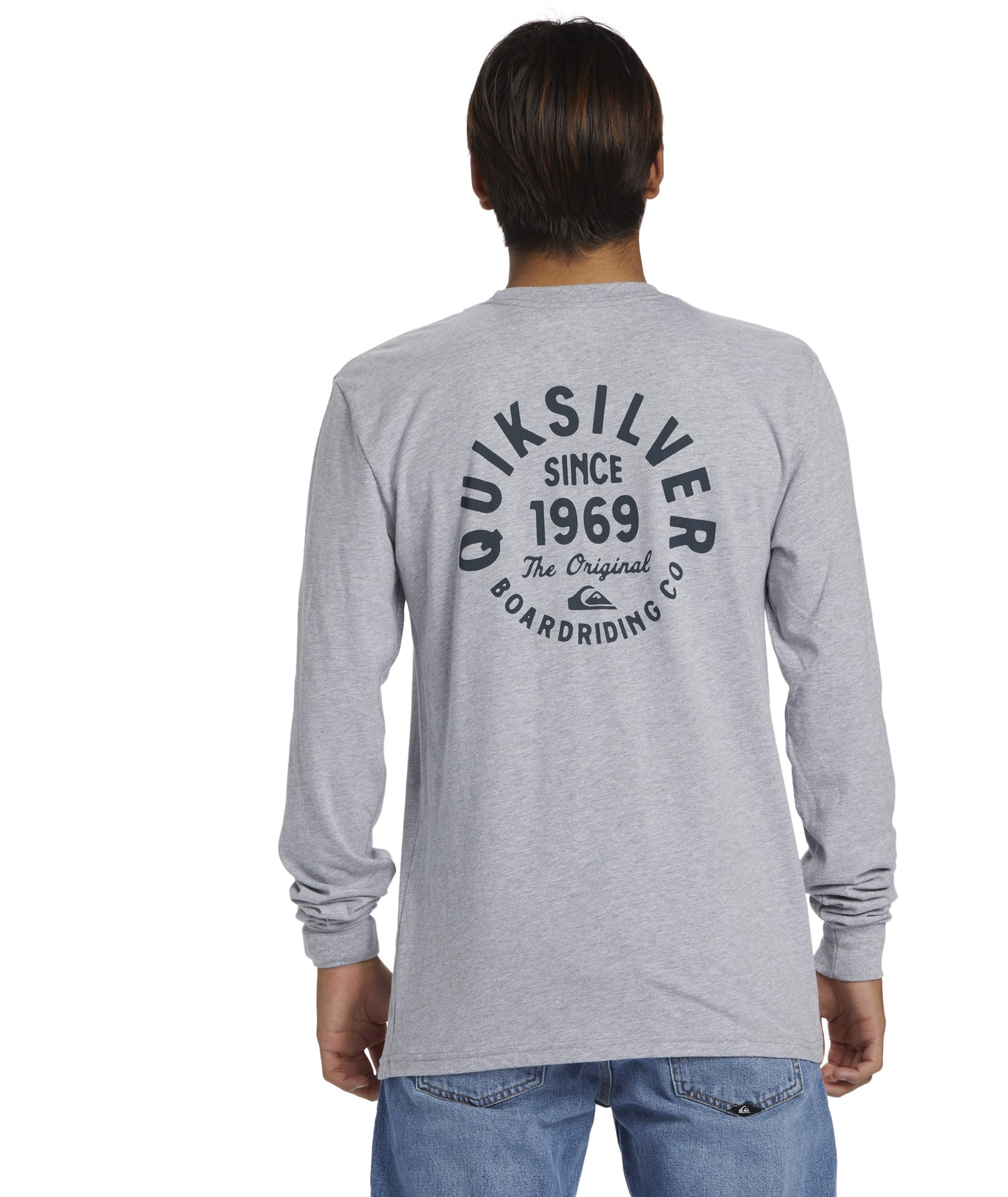 Quiksilver Men's Circled Script Long Sleeve Tee Shirt, Athletic Heather 233