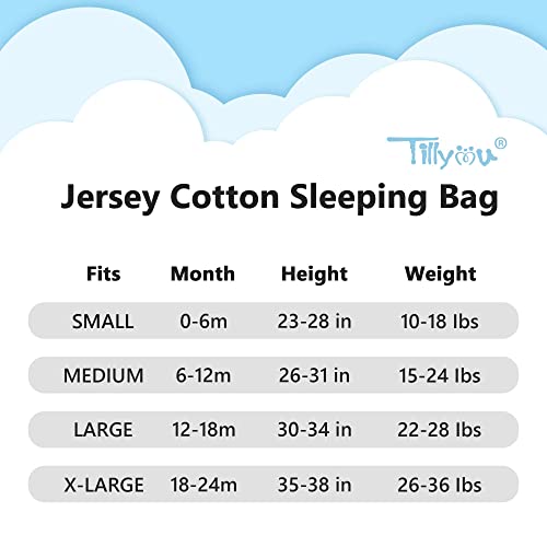 TILLYOU Cotton Sleep Sack 2 Pack - TOG 1 Baby Wearable Blanket with 2-Way Zipper, Extra Soft Sleeveless Sleeping Bag for Infants, 6-12 Months, Grey Cloud & Gray Arrow