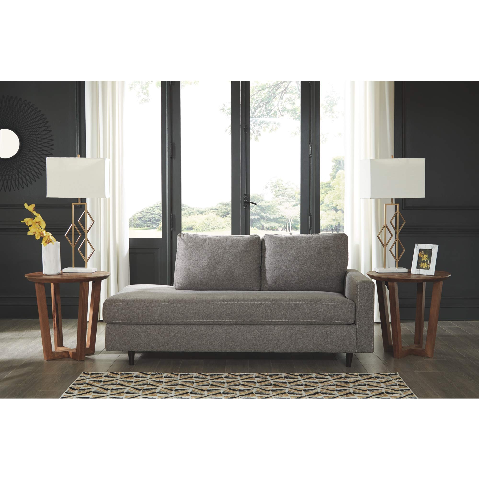 Signature Design by Ashley Zardoni Mid-Century Modern Tufted Right Arm Facing Corner Chaise, Gray