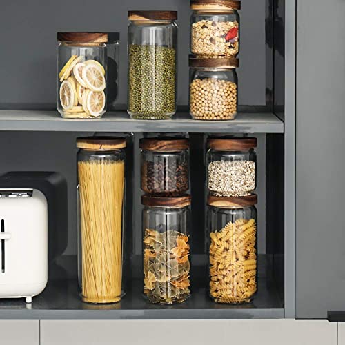 Sweejar 25 oz Glass Canisters with Airtight Bamboo Lid(3 pack), Food Storage Jar for Kitchen, Dry Food Containers for Serving Tea, Coffee, and More