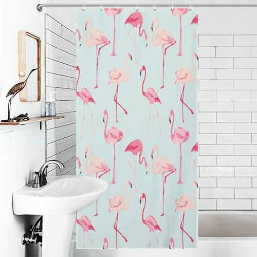 SZDIZOWE Pink Flamingo Bird Polyester Shower Curtain Plastic Hooks Waterproof Lightweight Shower Curtains for Bathroom