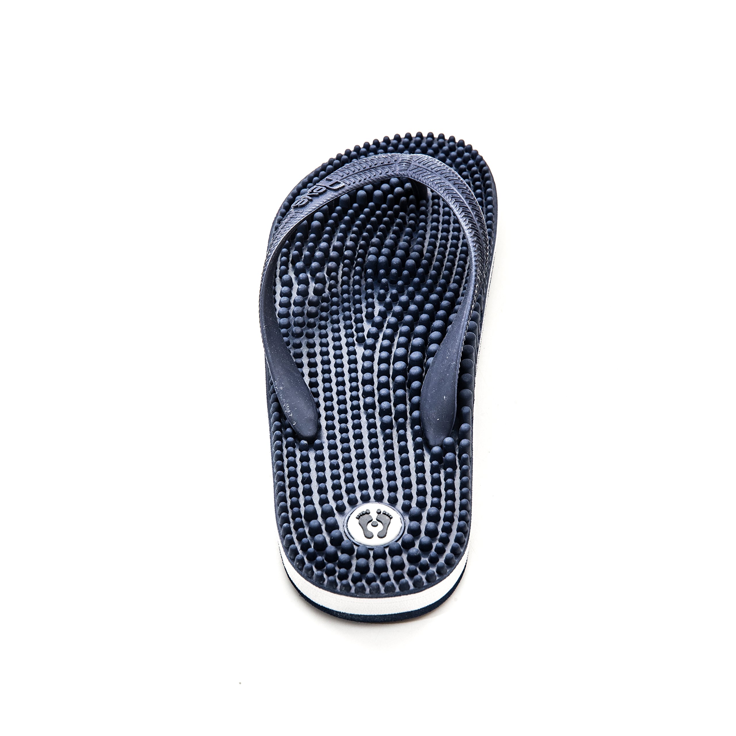 Revs - Lights - Men's and Women's Reflexology Massage Flip Flops, Navy, US7 Women/US6 Men