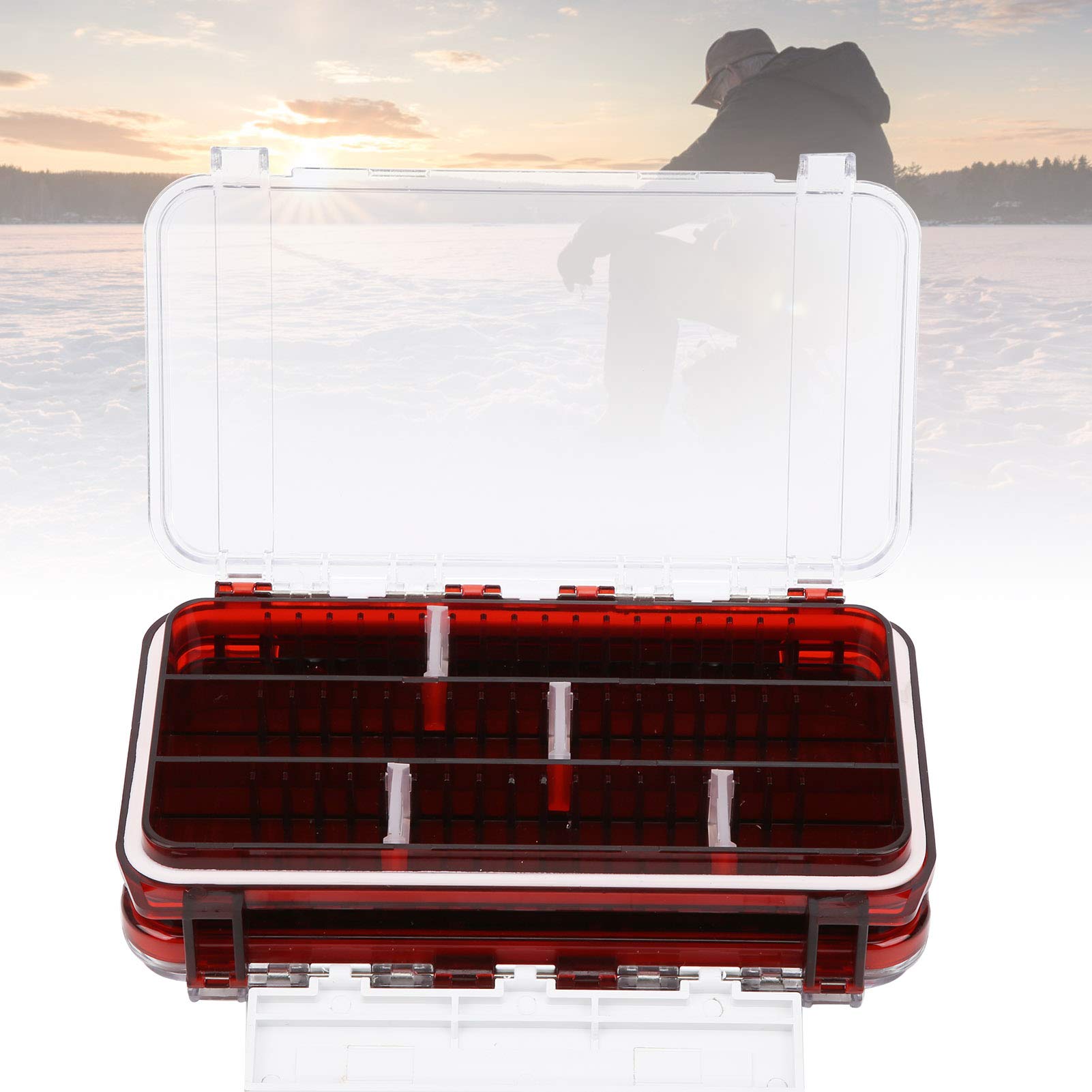 WNSC Lure Organizer, Fishing Accessories Bait Case, for Camping Traveling Outdoor(Transparent red)