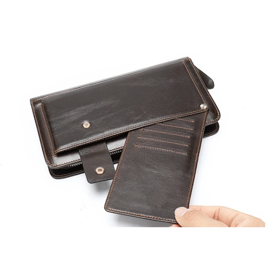 ZEBFYM Wallets for Men, Genuine Leather Business Wallets, Card Cases & Money Organizers, Men's Multifunction Cowhide Wallets (Color : Brown)