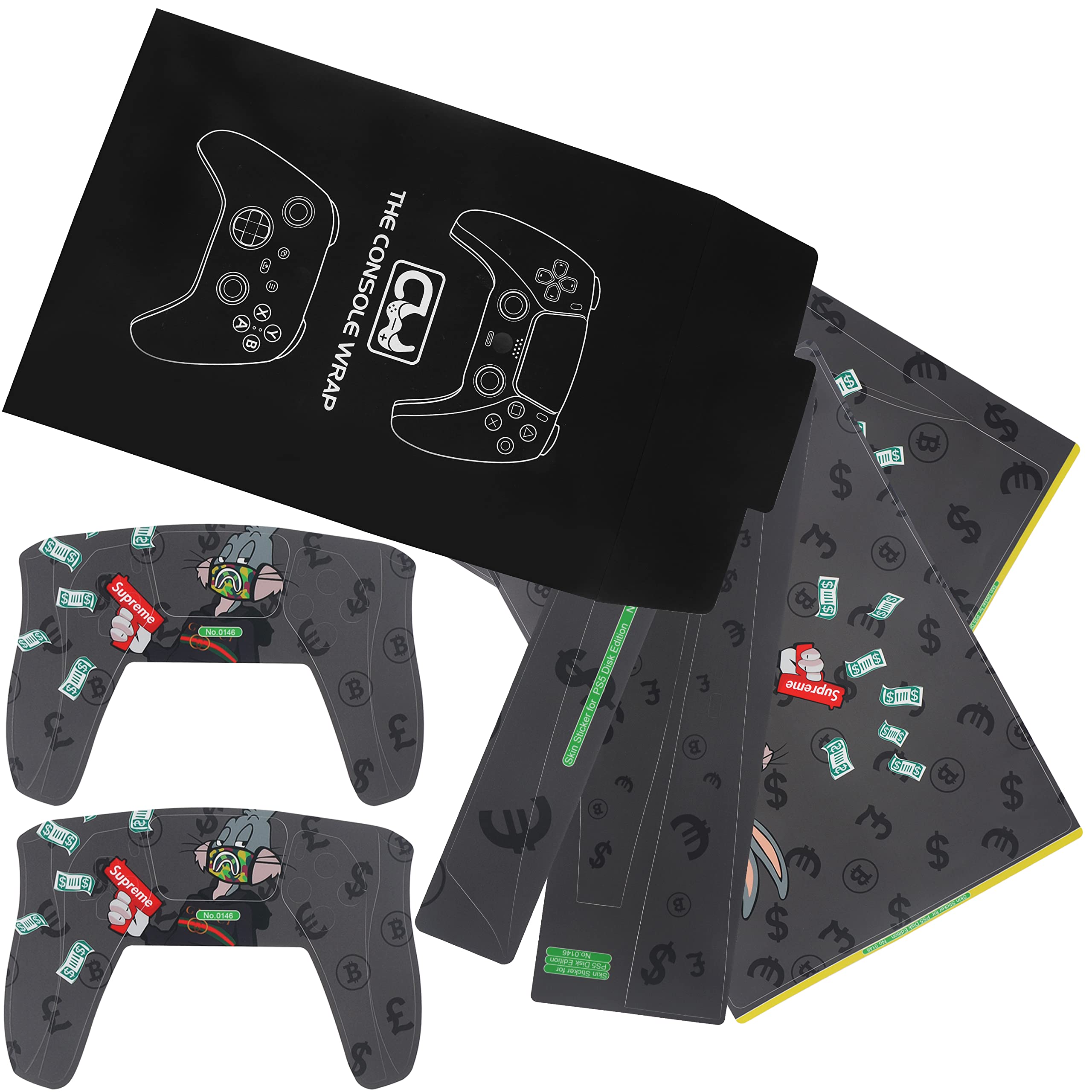 The Console Wrap PS5 Console Skin and PS5 Controller Skins Set, Playstation 5 Skin Wrap Decal Sticker PS5 Disk Edition, Money Bunny Decal Kit
