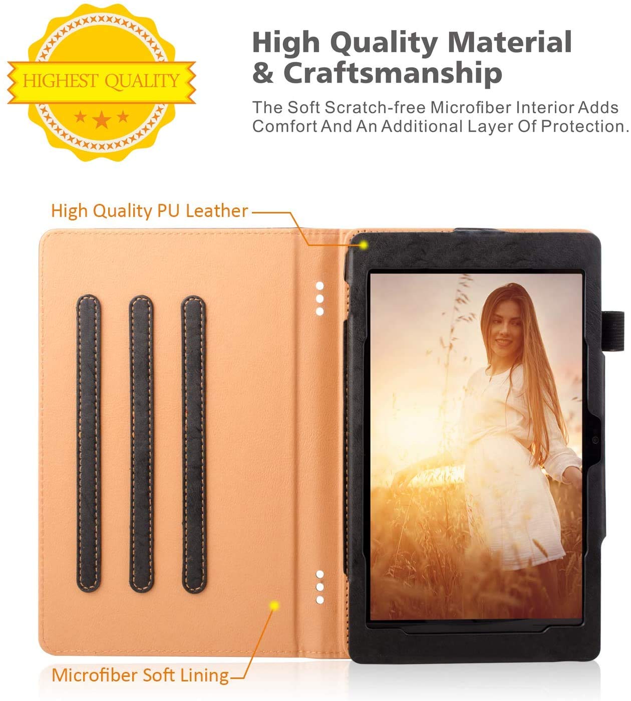 ZoneFoker Case for All-New Fire HD 8 Tablet(10th Generation,2020 Release)& Fire HD 8 Plus Tablet, PU Leather Folio Case Multi-Angle Viewing Smart Auto Wake/Sleep Cover with Stylus Holder