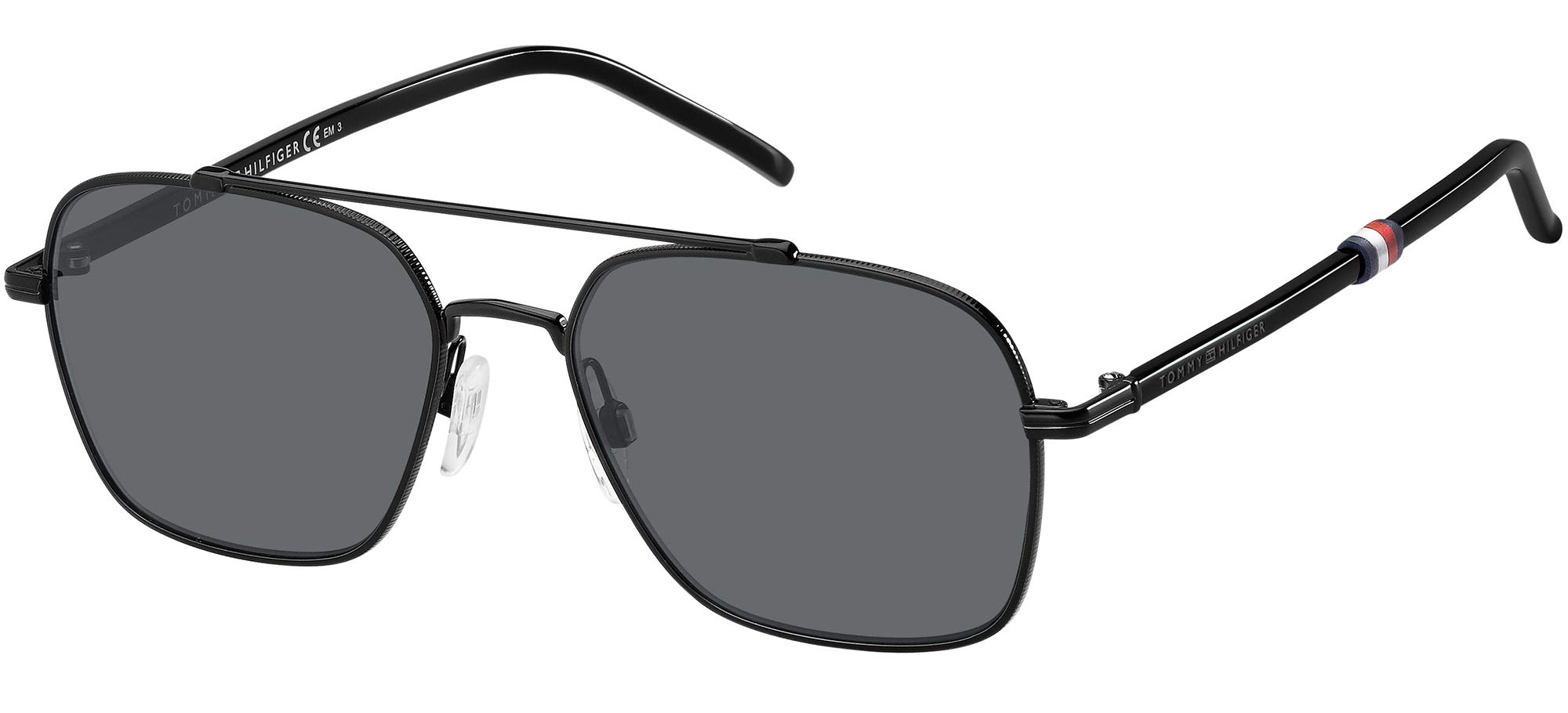 Tommy Hilfiger Men's TH 1671/S Square Sunglasses, Black/Grey Blue, 55mm, 17mm