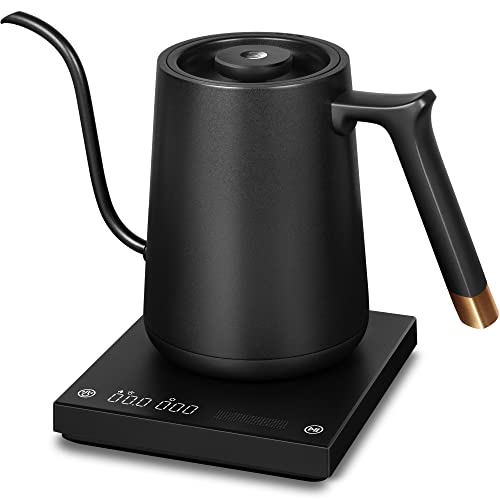 TIMEMORE Electric Gooseneck Kettle, Pour Over Coffee Kettle, Electric Kettle with Temperature Control for Coffee & Tea, 0.8L, Stainless Steel, Matte Black Fish Smart Kettle, 1350w