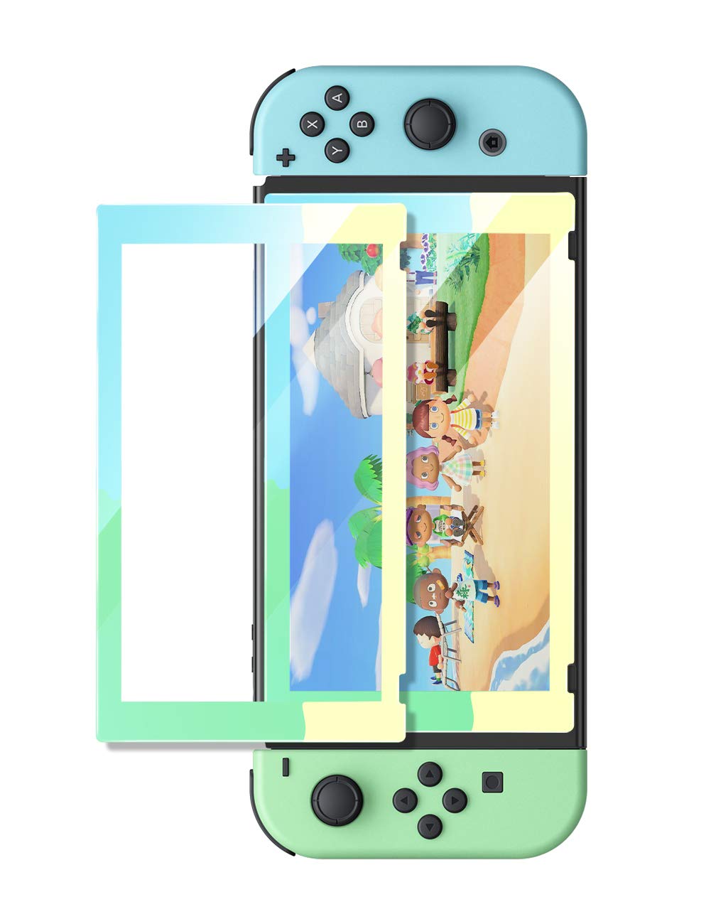 UGREEN Screen Protector Compatible with Nintendo Switch Animal Crossing Design Border Tempered Glass Transparent HD Clear Anti-Scratch 9H Hardness