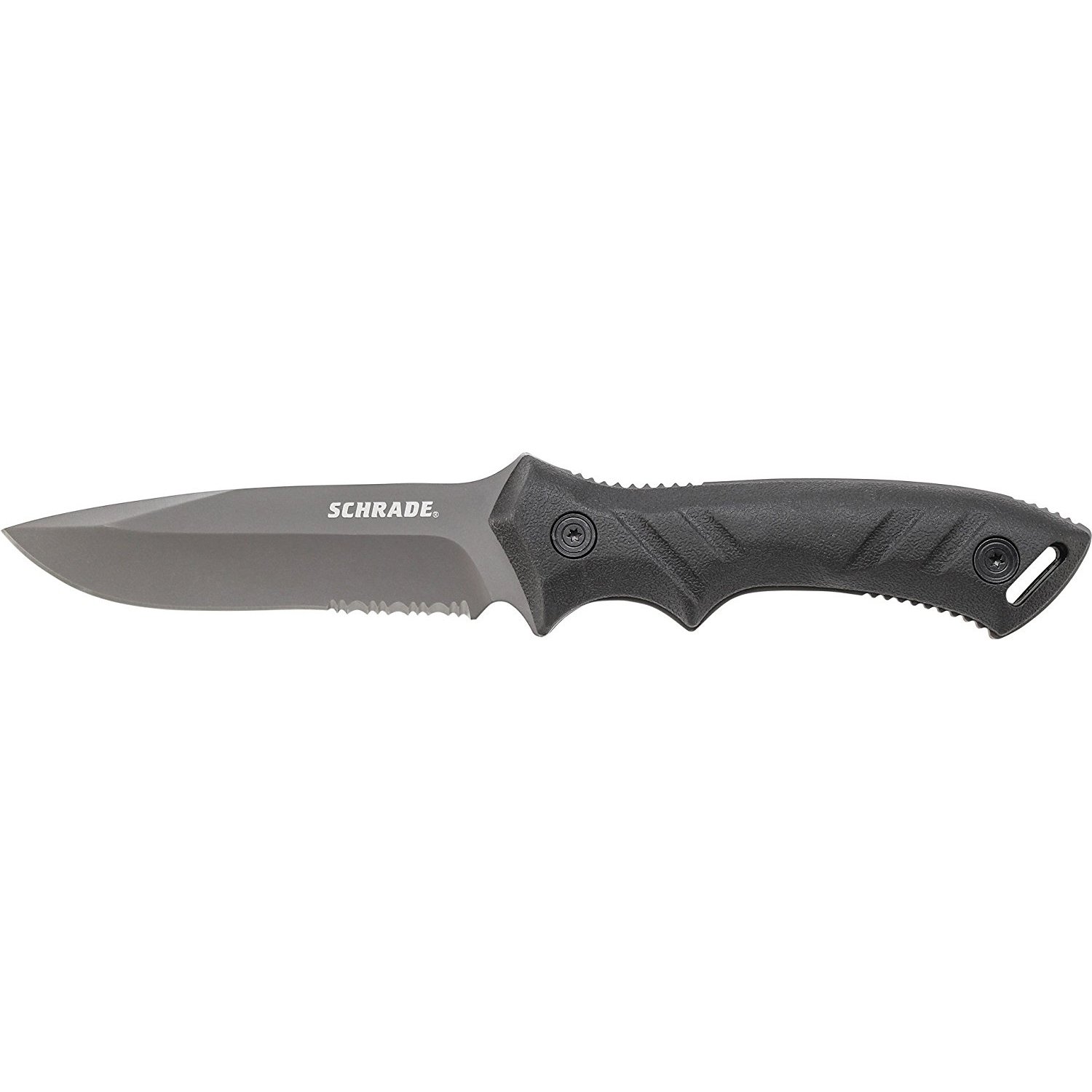 Schrade SCHF31S 9.7in Stainless Steel Full Tang Fixed Blade Knife with 4.5in Serrated Drop Point and TPE Handle for Outdoor Survival, Camping and Bushcraft