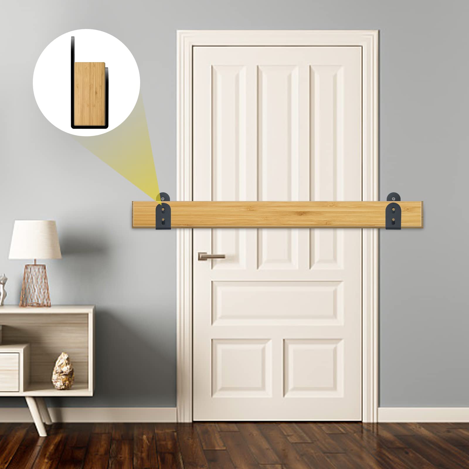 Riuog U bracket, door security bar, Heavy Duty Door Security Brackets for 2 x 4 Lumber (with Screws),Open Bar Holder Steel U Bracket Door Barricade fit for Indoor,Outdoor Door Security (6 Pack)