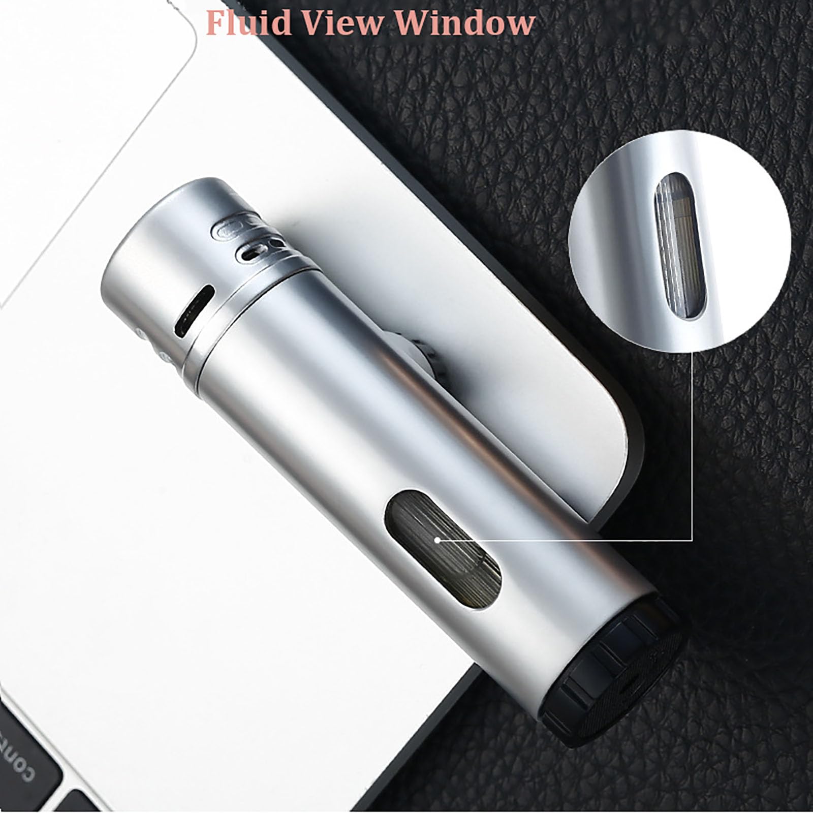 RobinCath Jet Flame Torch Lighter with Punch, Pocket Lighter with Fluid View Window Refillable Butane Lighter Adjustable Flame Windproof Lighter (Butane Gas Not Included) (Silver