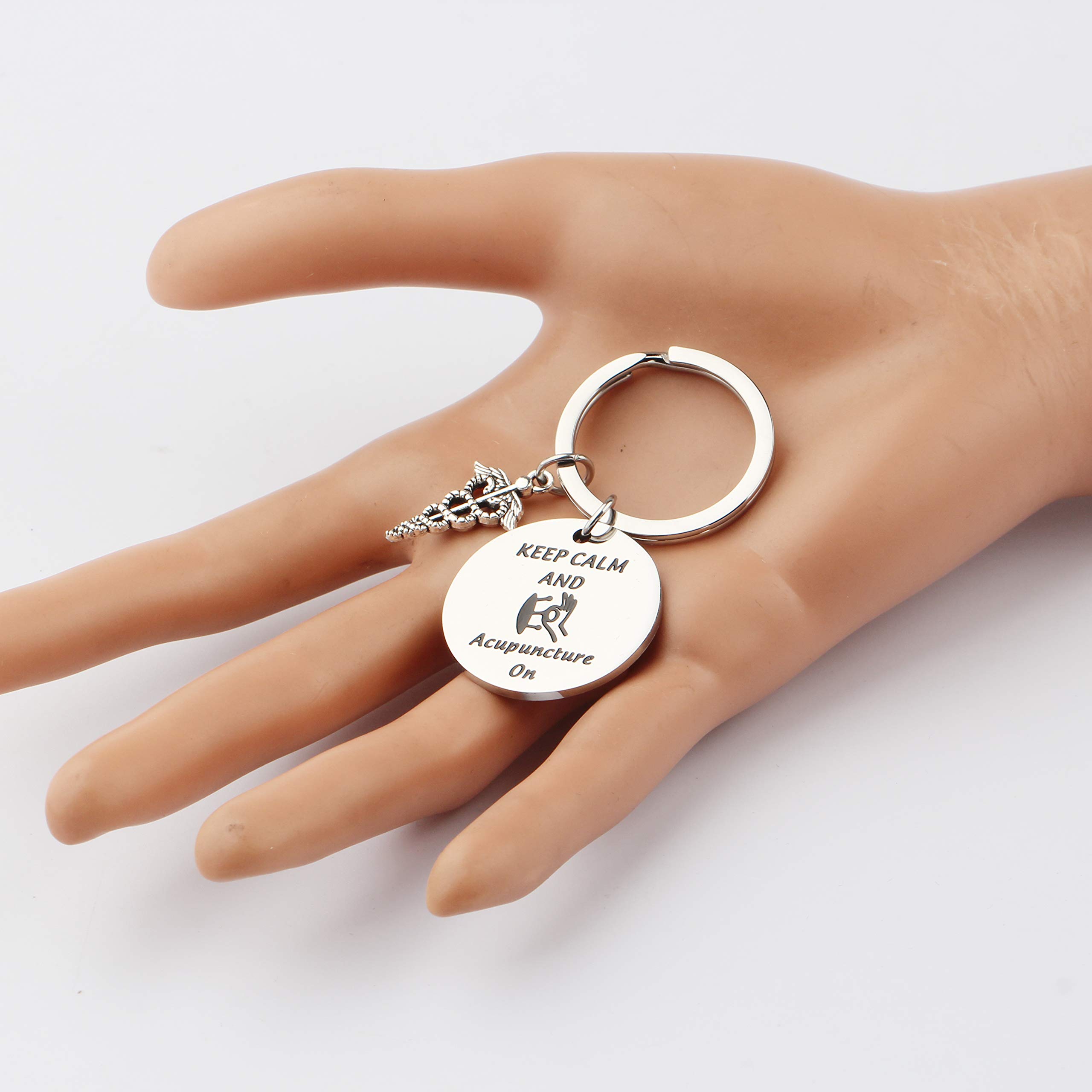 UJIMS Acupuncturist Gift Acupuncture Keychain Keep Calm Acupuncture On Keychain Gift For Acupuncture Graduation TCM Jewelry For Acupuncture Lover (Acupuncturist Keychain)