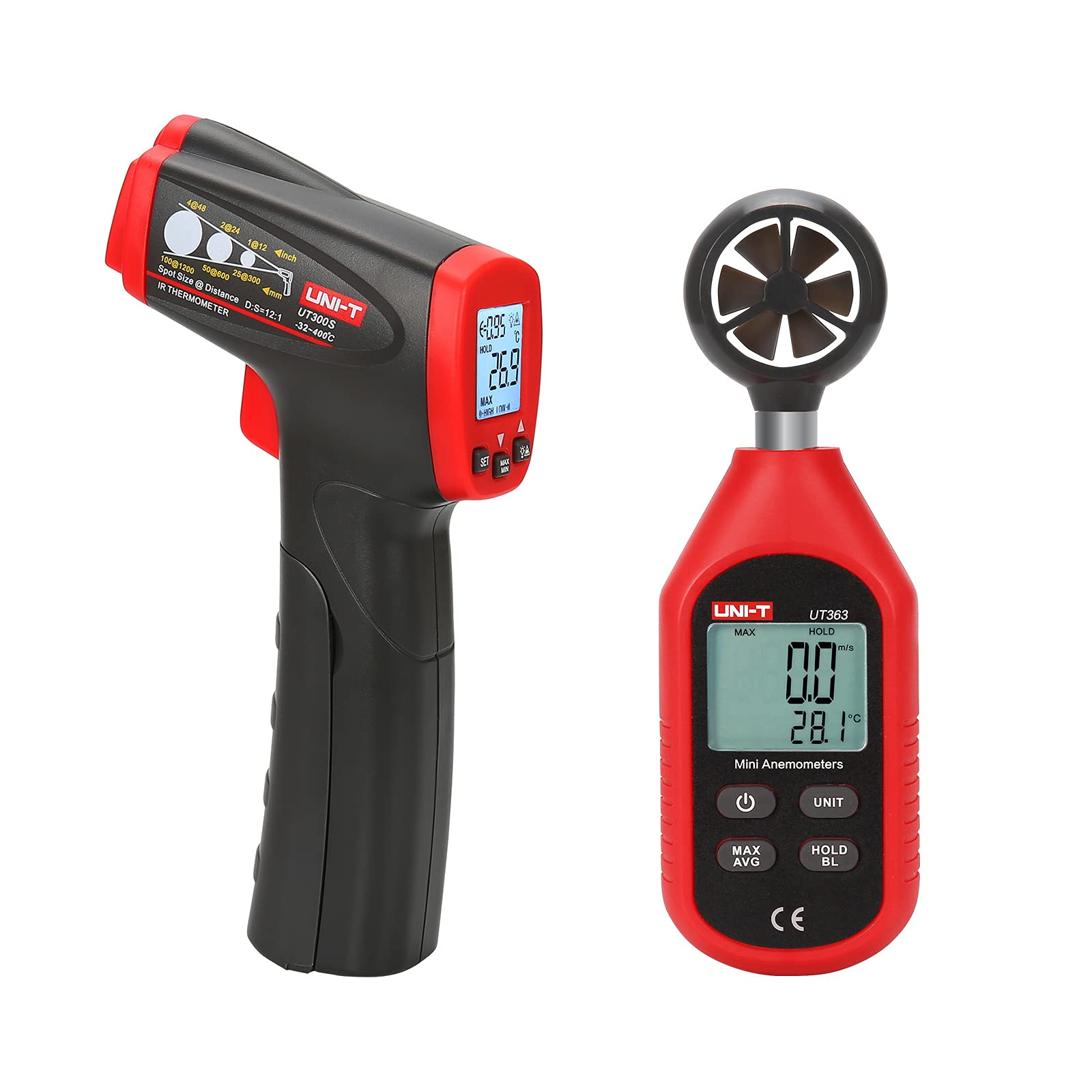 UNI-T UT363 Handheld Anemometer + UT300S Non-Contact Infrared Thermometer (Not for Human)