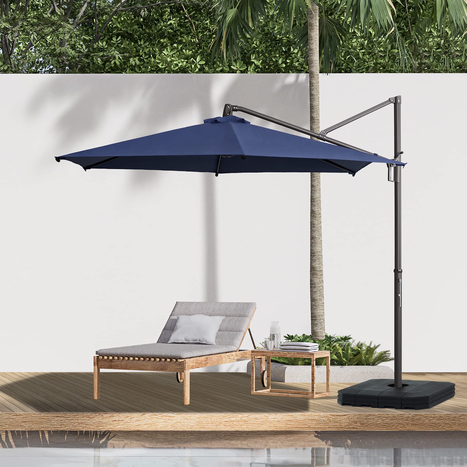 Tempera 10ft Deluxe Cantilever Umbrella, Offset Umbrella with 360° Rotation, 3-year Nonfading Olefin Canopy, Crank Control & 5-level Tilting and Cross Base for Yard, Garden, Deck & Lawn