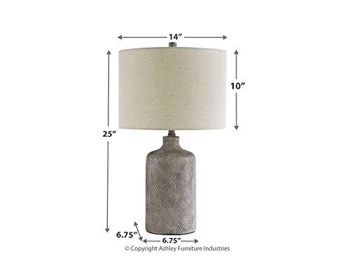 Signature Design by Ashley Linus Modern 25" Ceramic Table Lamp, Natural Stone Finish