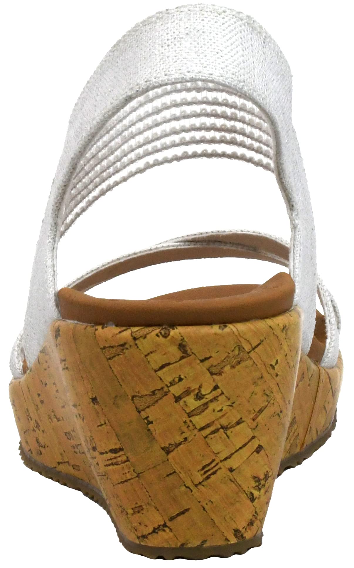 Skechers Women's Beverlee - High Tea Wedge Sandal, White, 7.5 M US