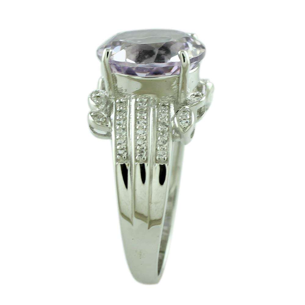 SGL Green Amethyst 5.45 Carat Cocktail Ring for Women 925 Sterling Silver Anniversary Wedding Jewelry for Women