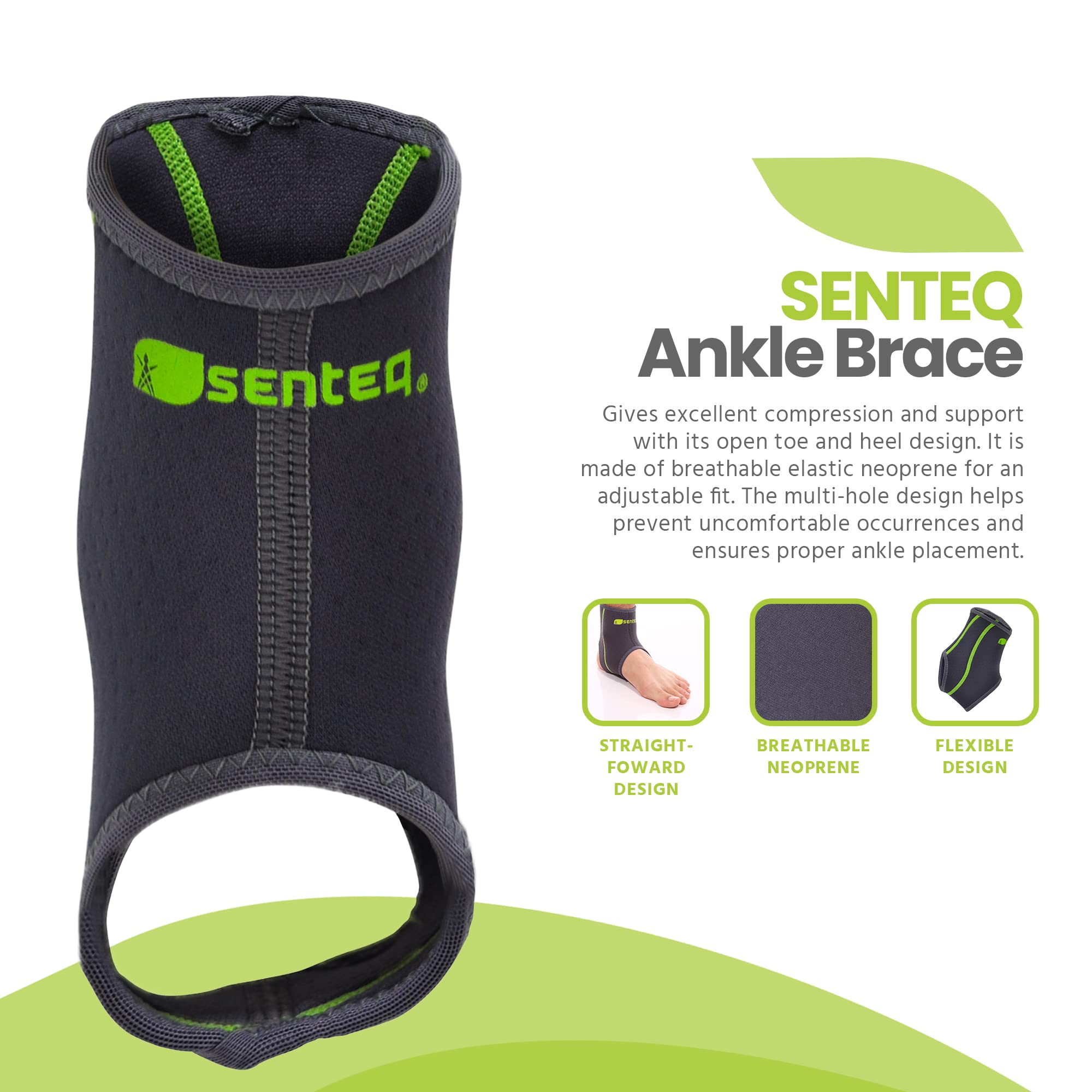 SENTEQ Ankle Brace for Men & Women- Compression Support for Sprained Ankles and Plantar Fasciitis, Elastic Neoprene Slim Sleeve for Jogging and Running, Ankle Stabilizer and Support for Walkers (3XL)