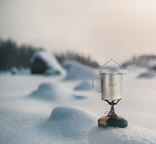Tivroco Titanium Pot Camping Cup with Bail Handle 25 Ounce 750ml-Ultralight Pot with Bail Handle for Outdoor Backpacking Hiking Open Fire -Anti-Scald Rust Resistant