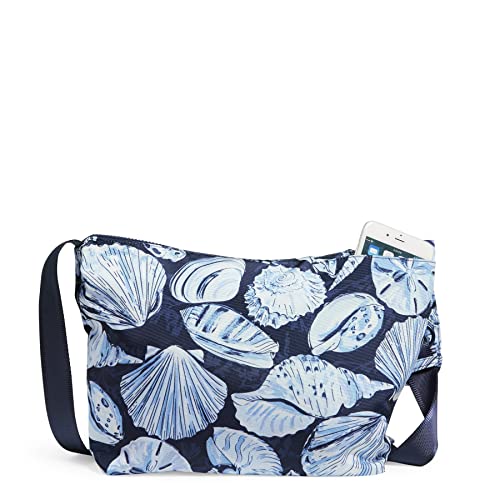 Vera Bradley Women's Recycled Lighten Up Reactive Crossbody Sling Purse, Morning Shells Blue, One Size